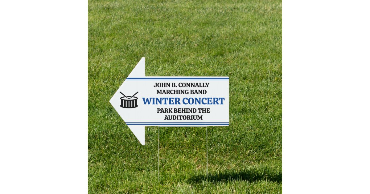 Custom School Band Concert Blue Arrow Yard Sign | Zazzle