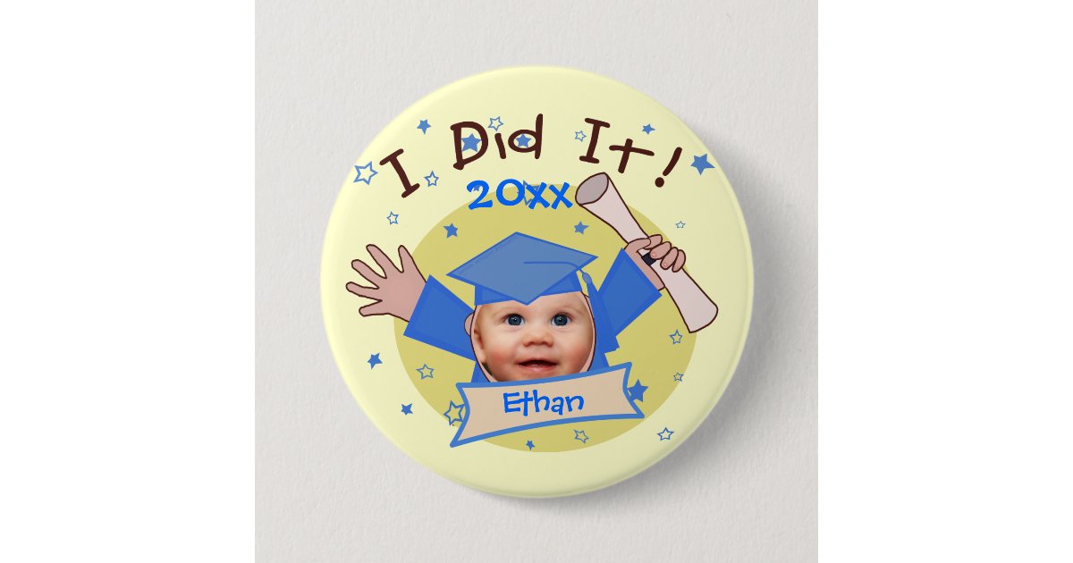 Custom School Boy's Graduation Button | Zazzle