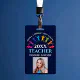 Custom School Teacher Cute Rainbow Name Bar Code Badge | Zazzle