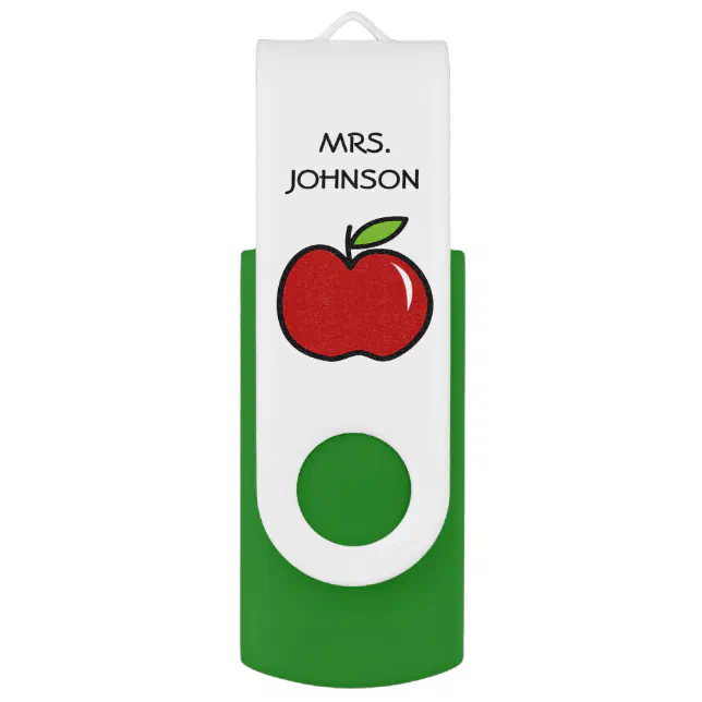 Custom school teacher red apple USB flash drive | Zazzle
