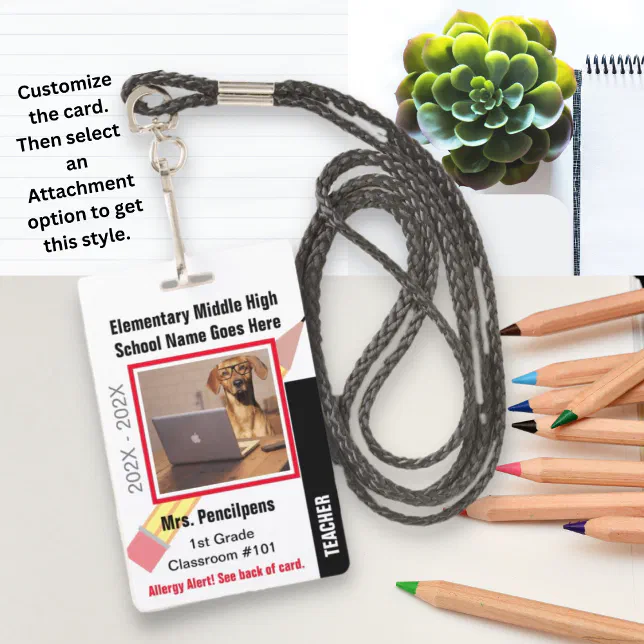 Custom School Teacher Staff ID Badge With Picture | Zazzle