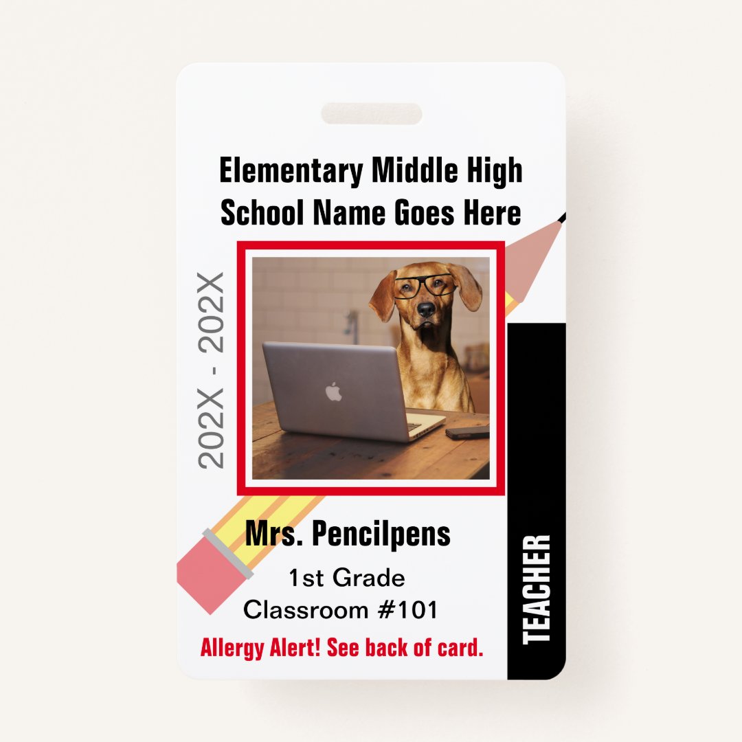 Custom School Teacher Staff ID Badge With Picture | Zazzle