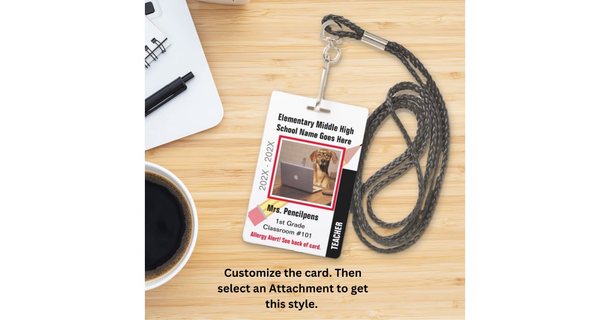 Custom School Teacher Staff Identification Badge | Zazzle