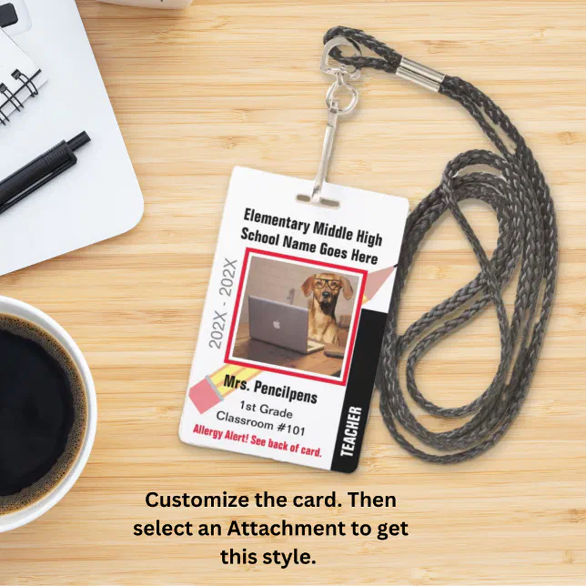 Custom School Teacher Staff Identification Badge | Zazzle