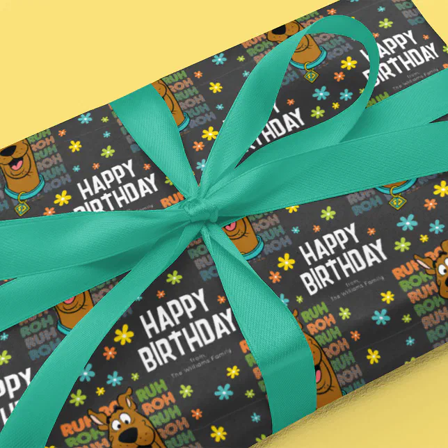 Custom Scooby-Doo Ruh Roh Happy Birthday Wrapping Paper | Zazzle