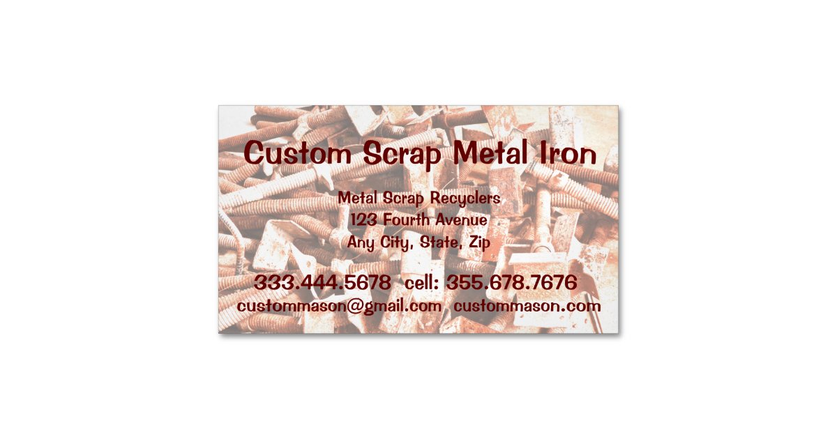 Custom Scrap Metal Iron Recyclers Business Card Magnet | Zazzle