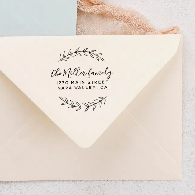 Custom Script Family Name Botanical Return Address Self-inking Stamp ...