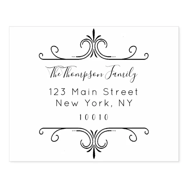 Custom Script Family Name Return Address Rubber Stamp | Zazzle