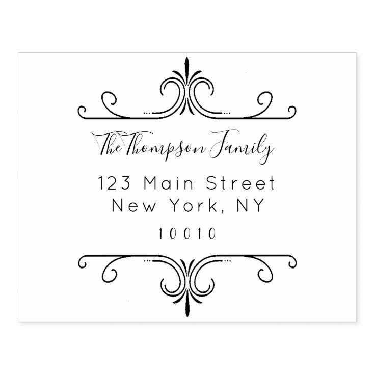 Custom Script Family Name Return Address Rubber Stamp | Zazzle