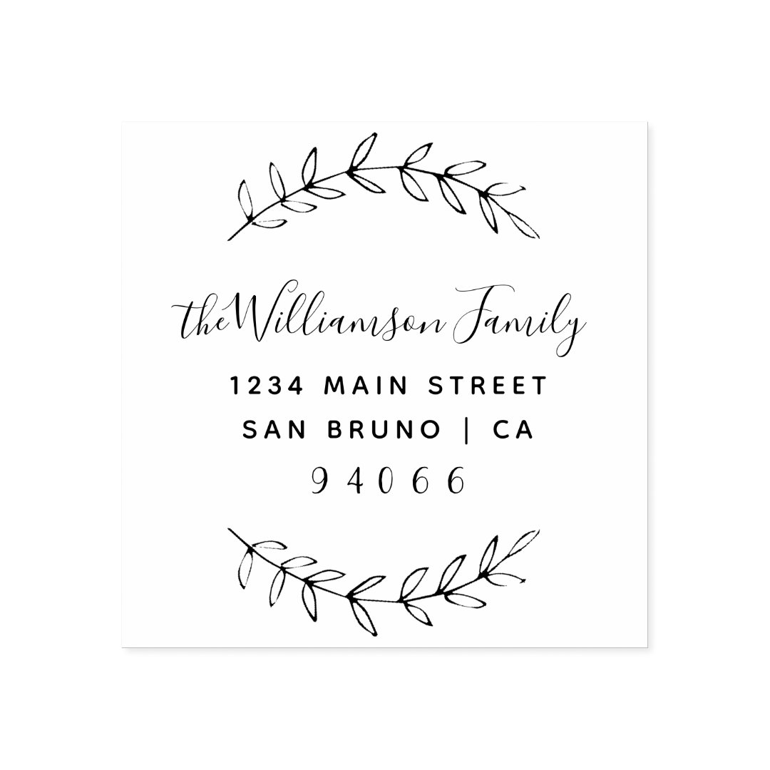 Custom Script Family Name Return Address Rubber Stamp | Zazzle
