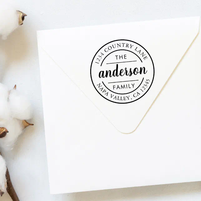 Custom Script Family Name Return Address Self-inking Stamp | Zazzle