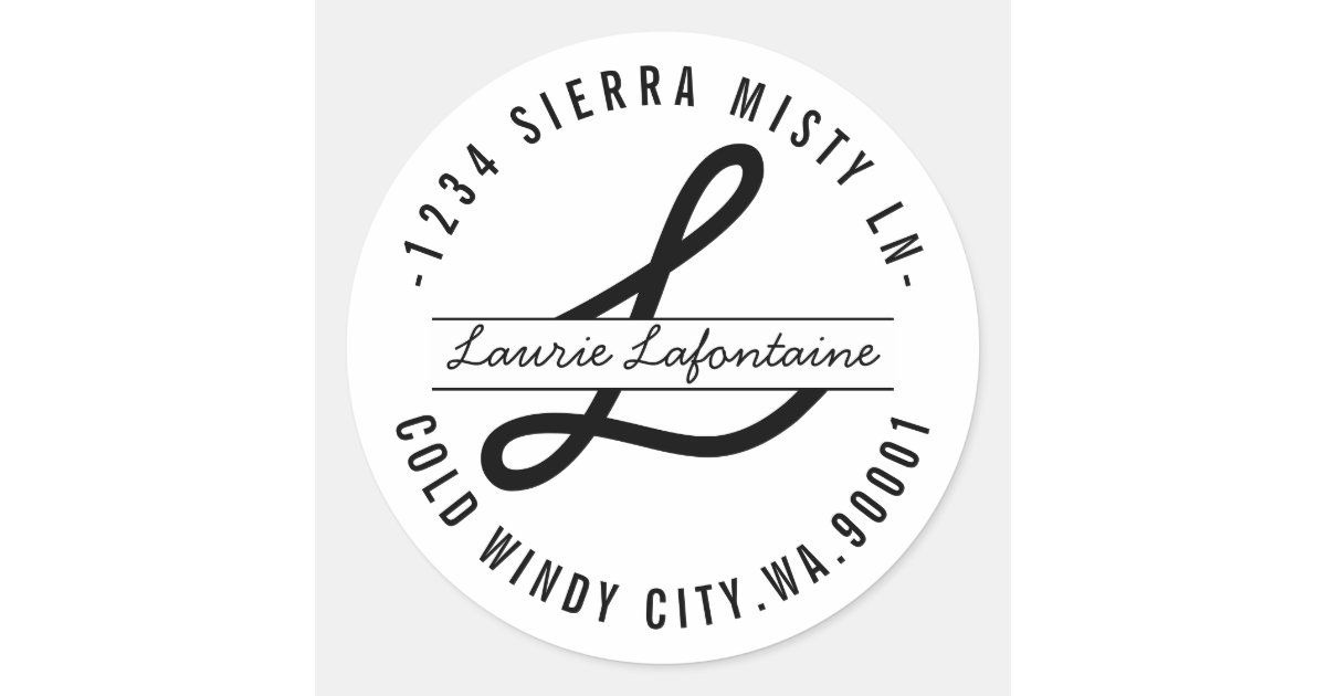 Custom Script Monogram Circle Return Address Label | Zazzle