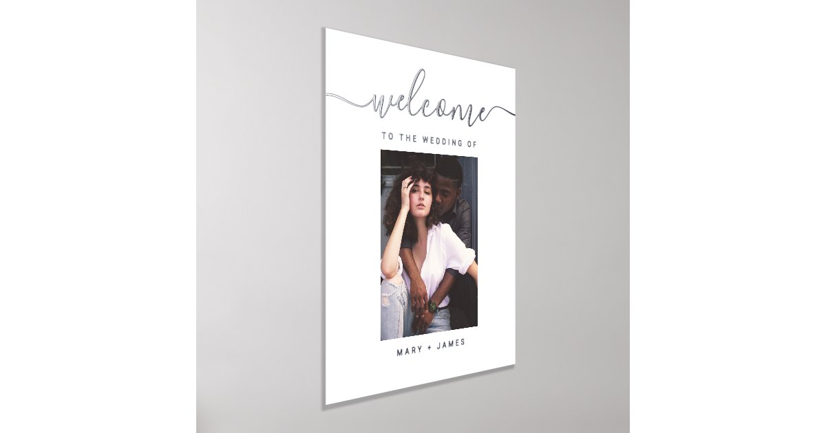 Custom Script Photo Wedding Welcome Foil Sign | Zazzle