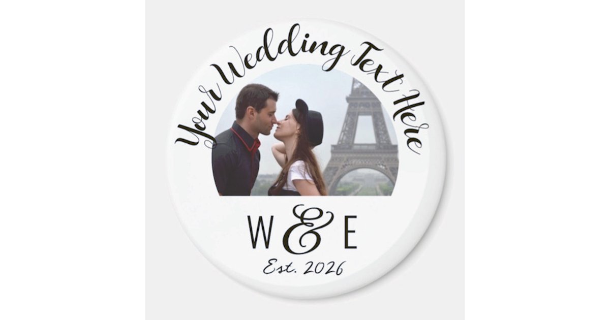 Custom Script Text Fridge Magnet Wedding Favors | Zazzle