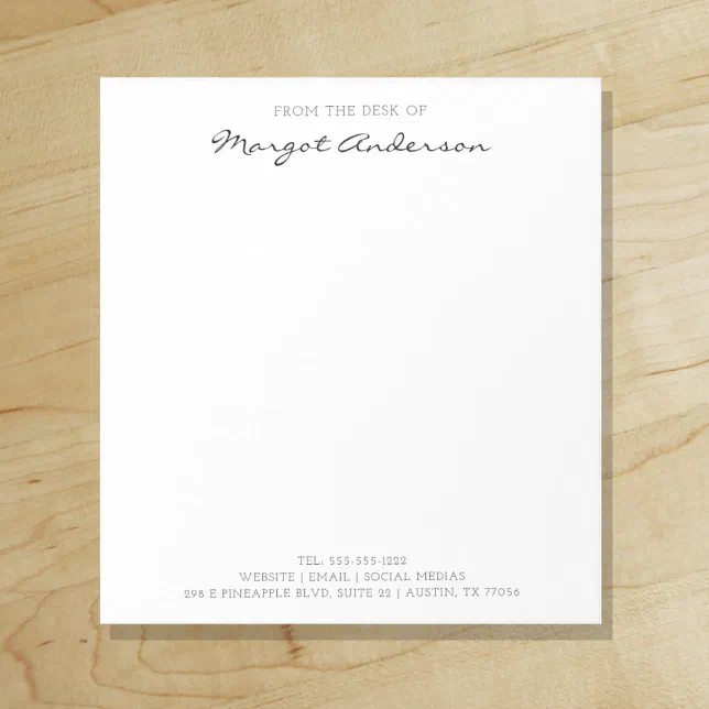 Custom Script Typography | From the Desk of Notepad | Zazzle