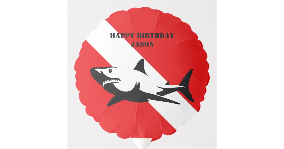 Custom Scuba Diving Flag with Shark Balloon | Zazzle