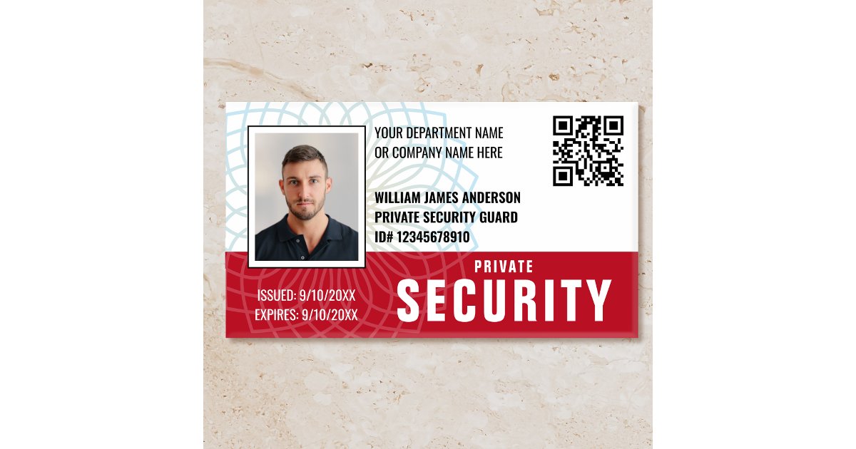 Custom Security Guard ID Name Photo Red Tag Badge | Zazzle