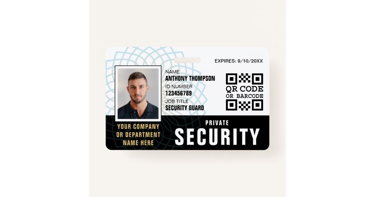 Custom Security Guard ID Photo Badge | Zazzle