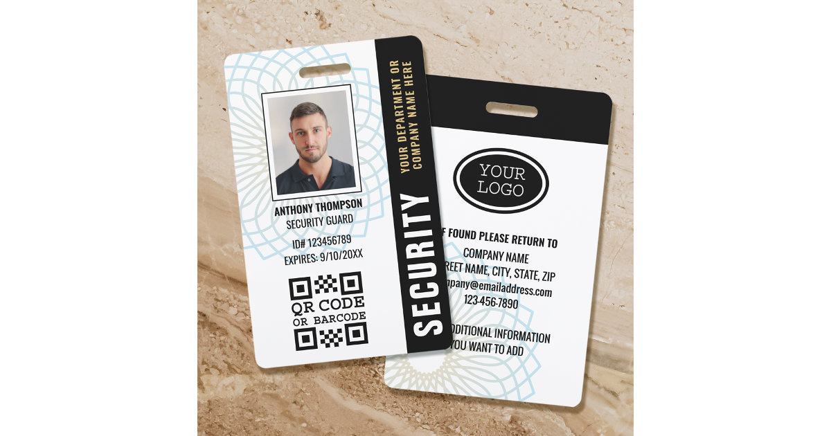 Custom Security Guard ID Photo Black Badge | Zazzle