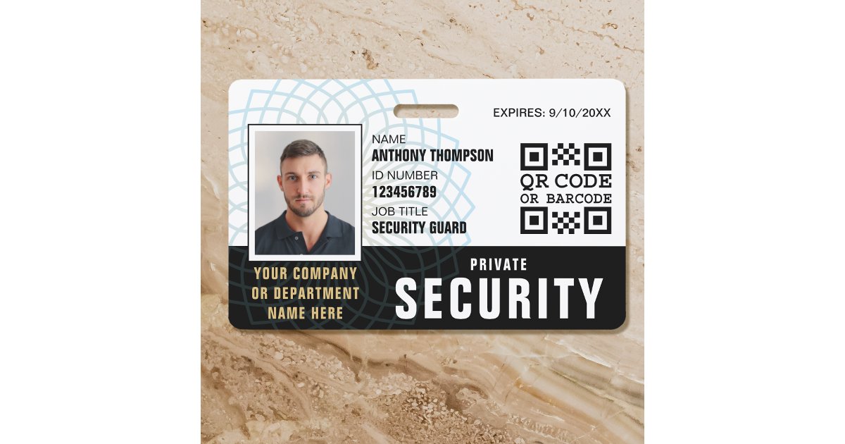 Custom Security Guard ID Photo Black Badge | Zazzle