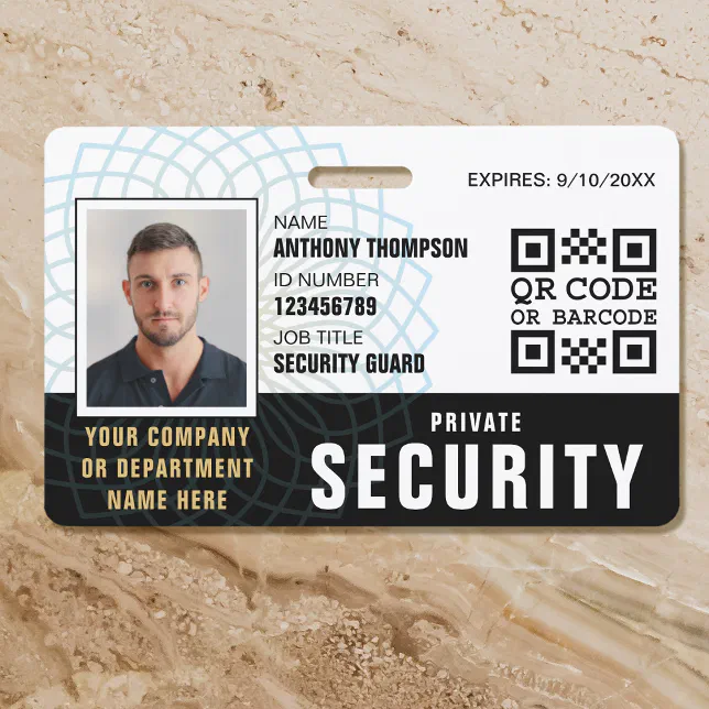 Custom Security Guard ID Photo Black Badge | Zazzle
