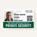 Custom Security Guard ID Photo Logo Name Green Badge | Zazzle