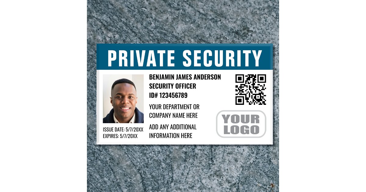 Custom Security Guard ID Photo Name Logo Teal Name Tag | Zazzle