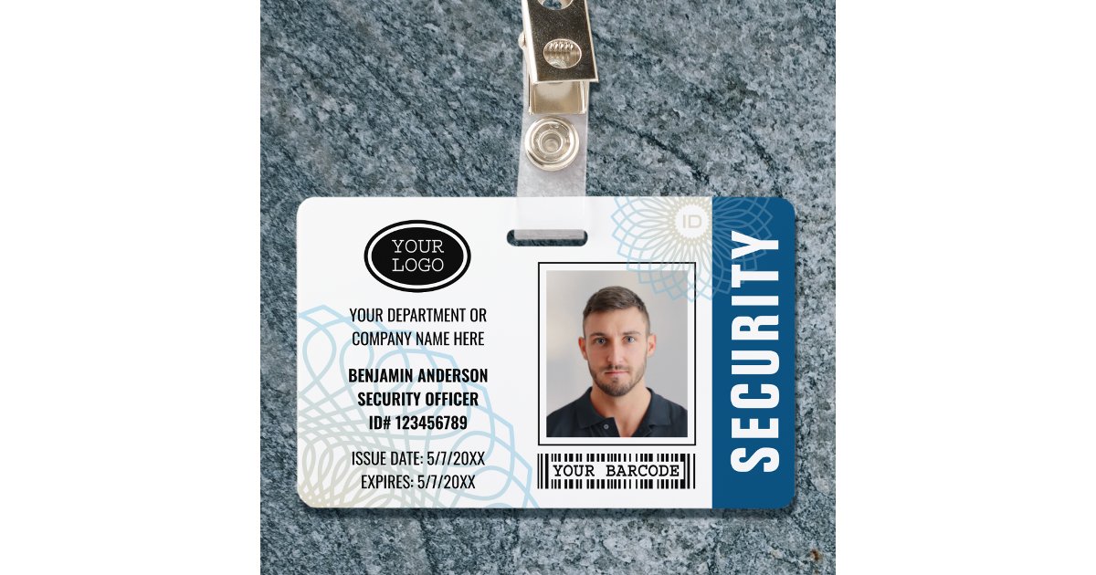 Custom Security Officer ID Photo Blue Badge | Zazzle