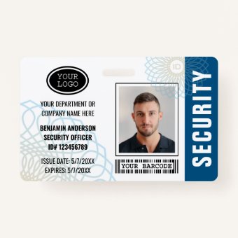 Custom Security Officer ID Photo Blue Badge | Zazzle