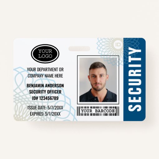 Custom Security Officer ID Photo Blue Badge | Zazzle