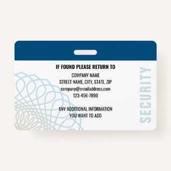 Custom Security Officer ID Photo Blue Badge | Zazzle