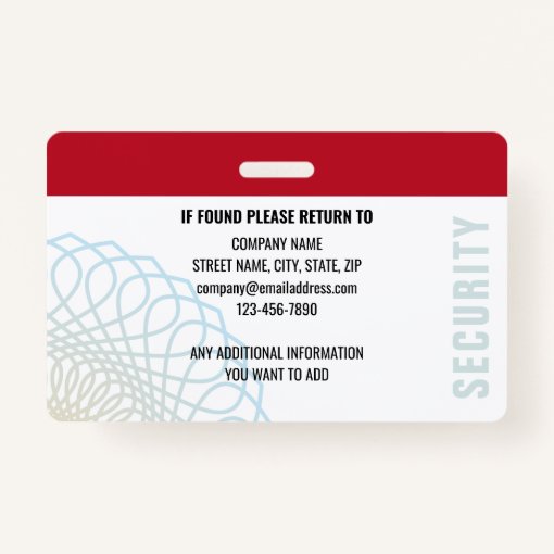 Custom Security Officer ID Photo Red Badge | Zazzle