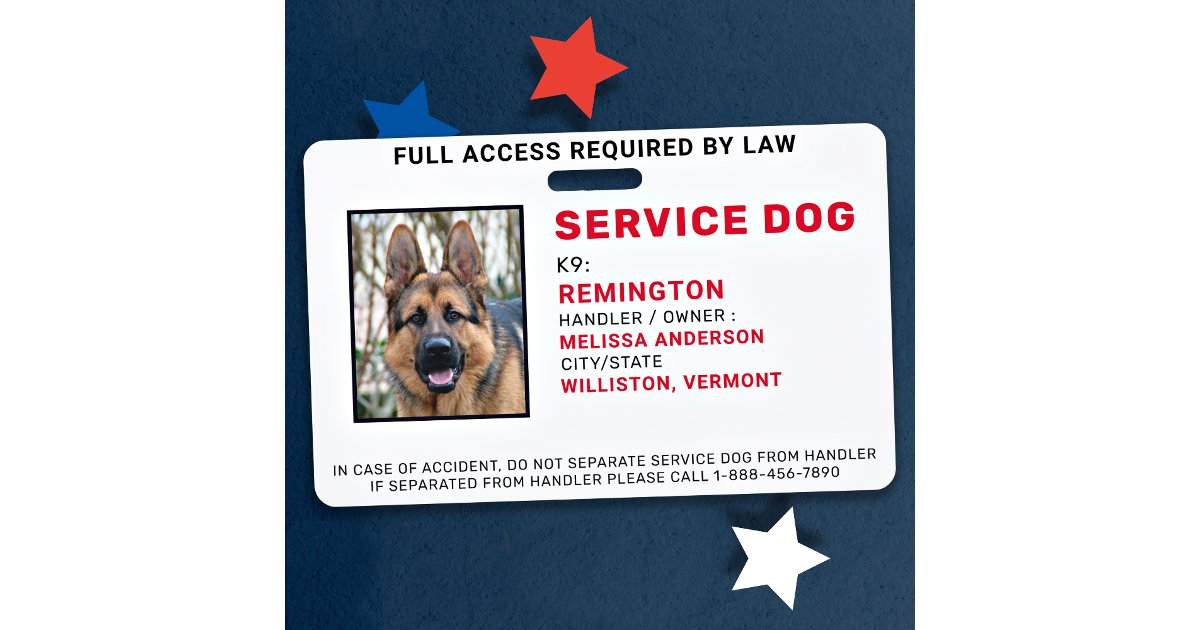 Custom Service Dog Photo ID Badge | Zazzle