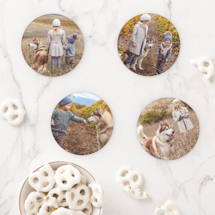 Custom Set of 4 Family Photos Coaster Set | Zazzle.com