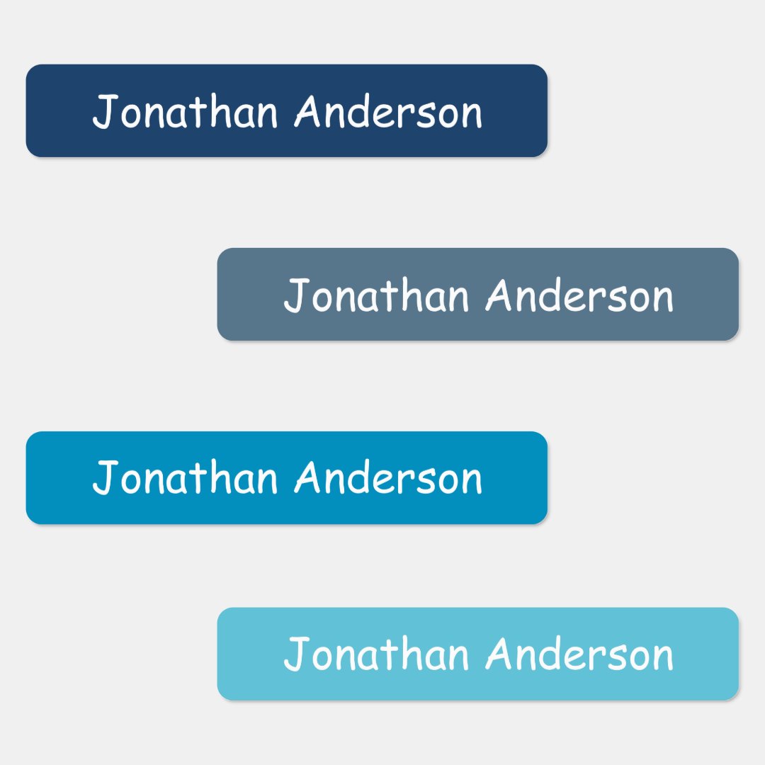 Custom Shades of Blue Clothing Name Kids' Labels | Zazzle