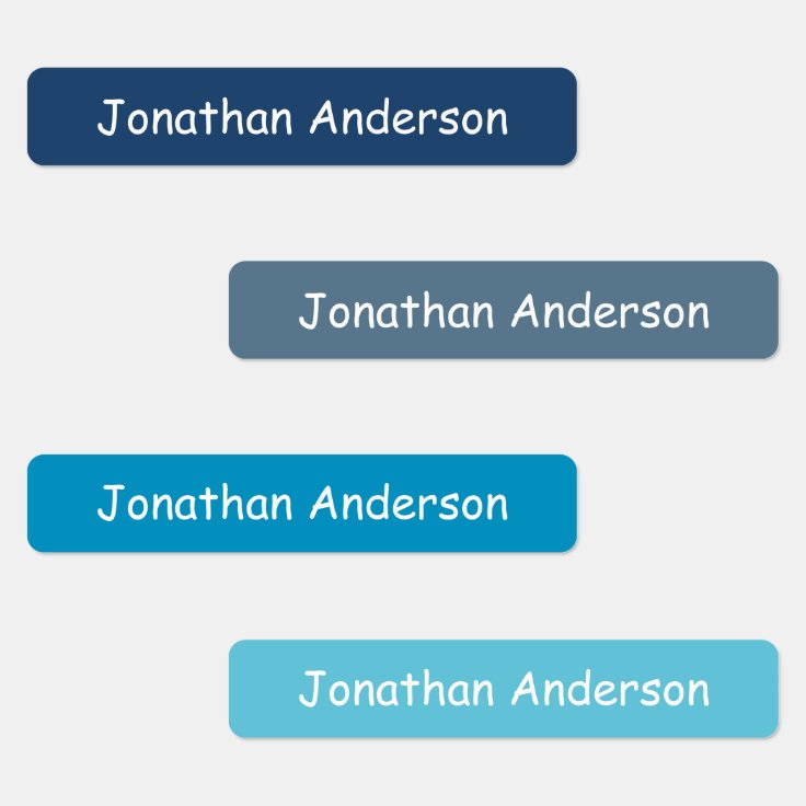 Custom Shades of Blue Clothing Name Kids' Labels | Zazzle