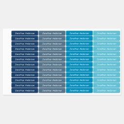 Custom Shades of Blue Clothing Name Kids' Labels | Zazzle