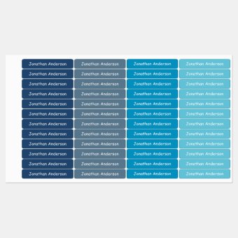 Custom Shades of Blue Clothing Name Kids' Labels | Zazzle