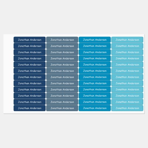 Custom Shades of Blue Clothing Name Kids' Labels | Zazzle