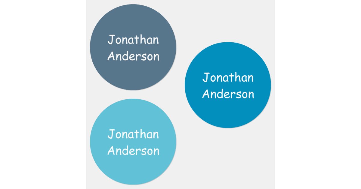 Custom Shades of Blue Kid's Name Labels | Zazzle