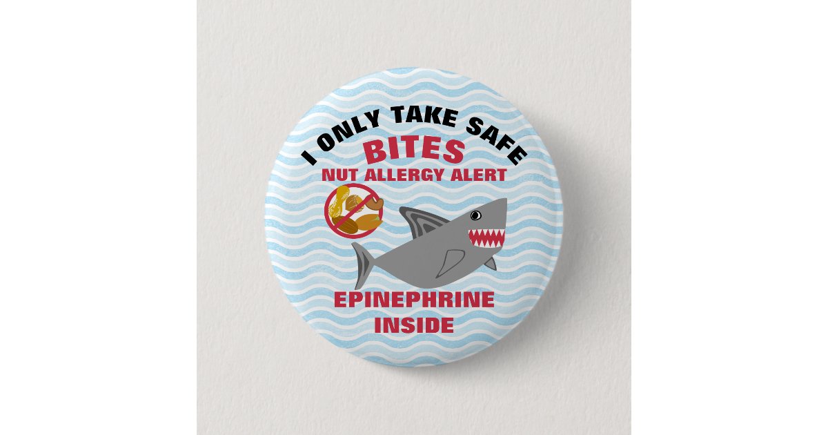 Custom Shark Nut Allergy Alert Personalized Pinback Button | Zazzle