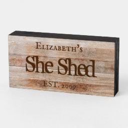 Custom She Shed Rustic Personalized Gift Wooden Box Sign | Zazzle