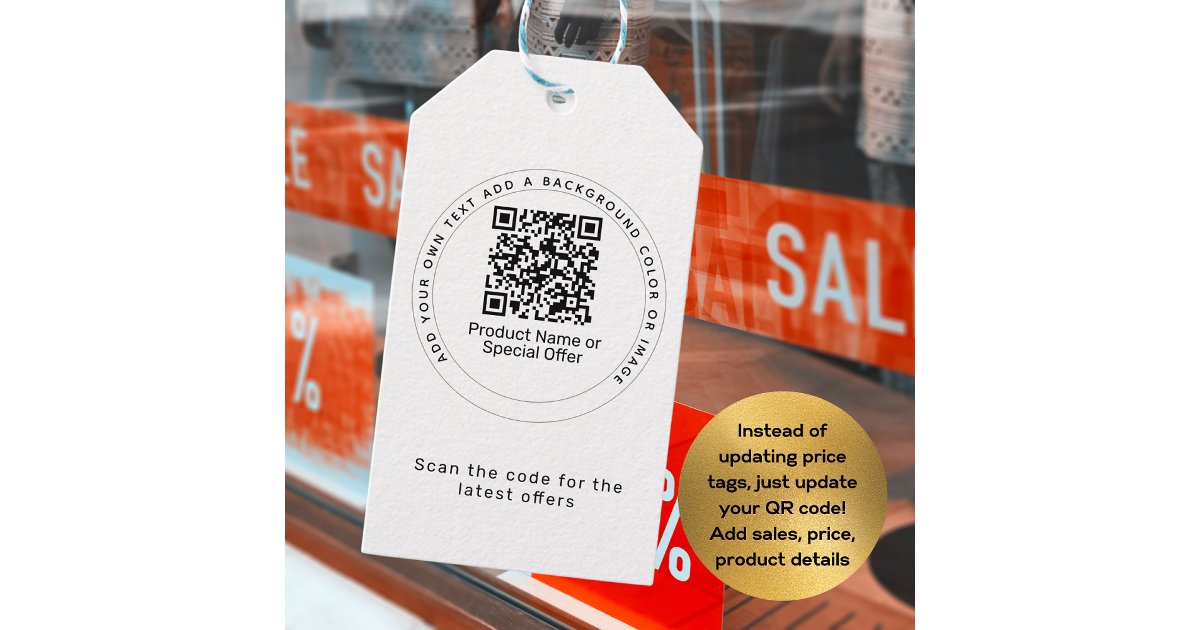 Custom Shelf Talker Product QR Code Sales Details Gift Tags | Zazzle