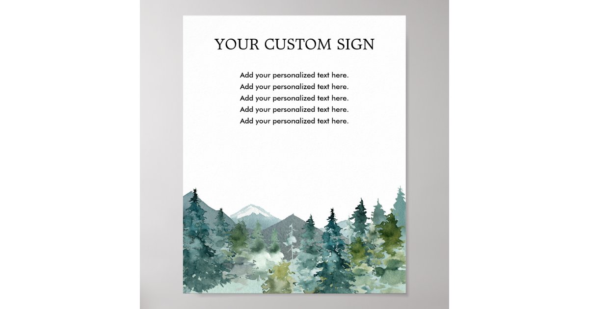Custom sign rustic mountains outdoor theme | Zazzle