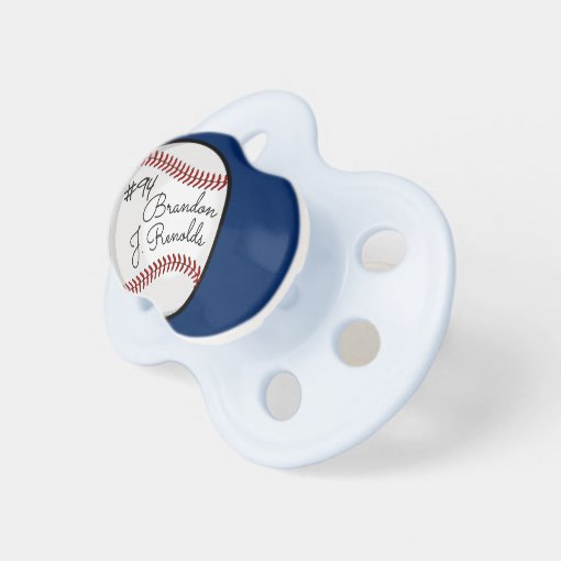 Custom Signature Baseball Pro Blue Pacifier | Zazzle