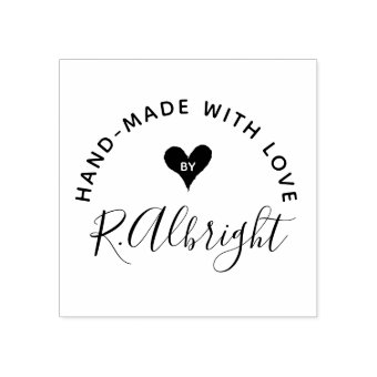 Custom Signature "Hand-Made With Love By" Rubber Stamp | Zazzle