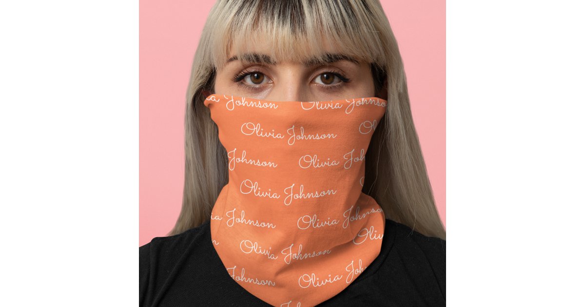 Custom Signature Script Pattern White on Coral Bandana | Zazzle
