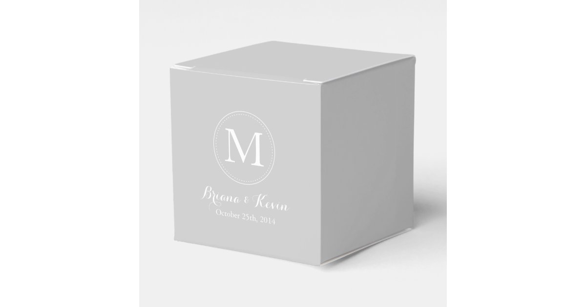 Custom Silver Colored Monogram Favor Boxes | Zazzle