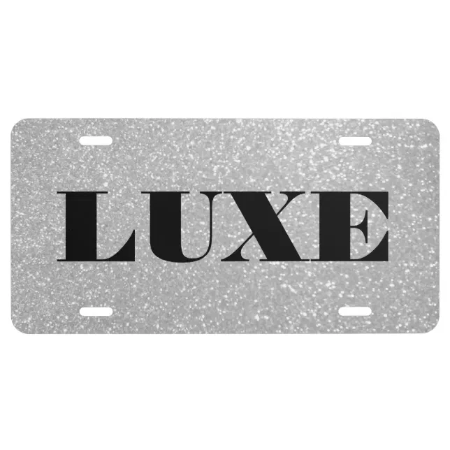 Custom silver faux glitter print license plate | Zazzle
