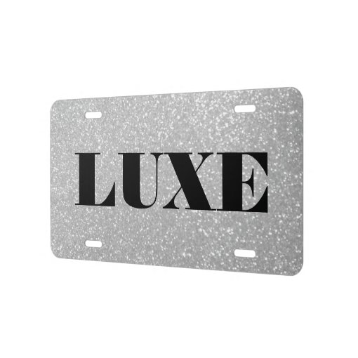 Custom silver faux glitter print license plate | Zazzle